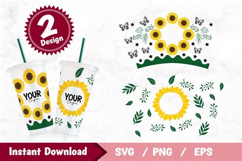 Sunflower Full Wrap Venti Cold Cup 24 Oz Graphic By Gift4udesign