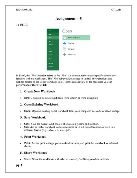 Assignmentjay Ict Practical Notes Assignment 5 1 File In Excel