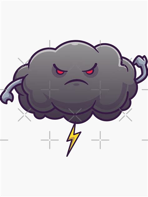 Cute Angry Cloud Storm Sticker For Sale By Samirelh77 Redbubble