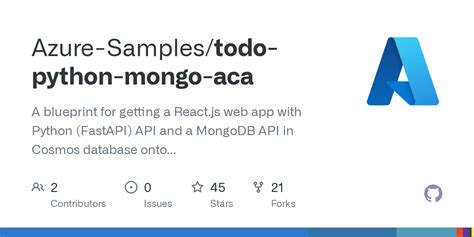 github azure samples todo python mongo aca a blueprint for getting a