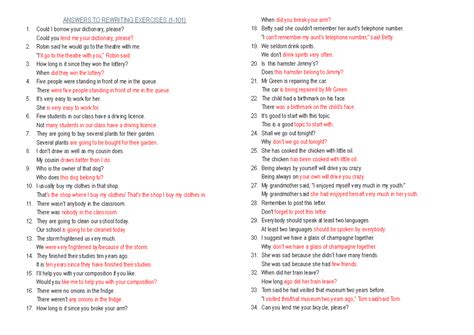 Answers To Rewriting Exercises 1 Answers To Rewriting Exercises 1