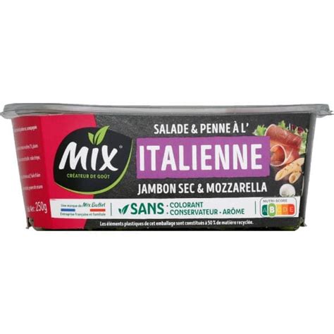 Mix Salade Italienne composée de pâtes d allumettes de jambon cru de