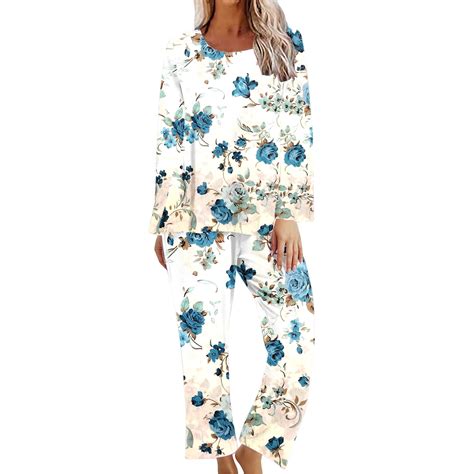 Oalirro Womens Pajamas Sets Casual Long Sleeve Top With Long Pants