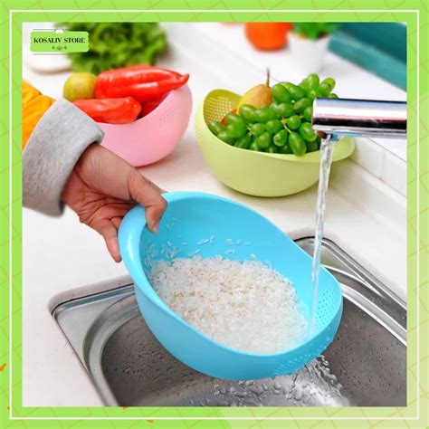 Jual Baskom Plastik Saringan Cuci Beras Buah Dan Sayur Wadah Baskom