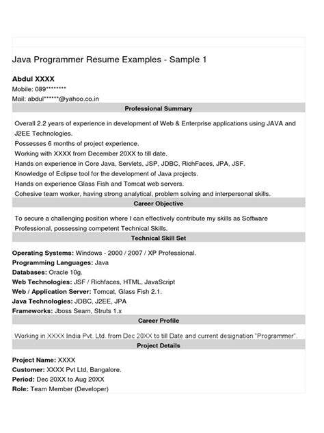 Java Programmer Resume Examples Sample 1 Abdul Xxxx Pdf Java
