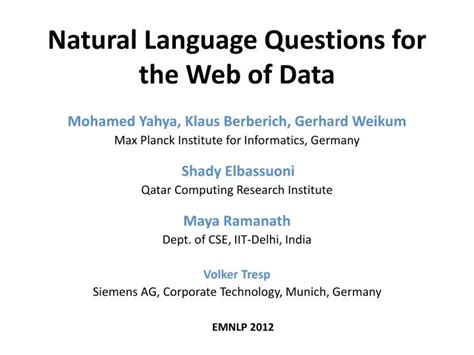 Ppt Natural Language Questions For The Web Of Data Powerpoint
