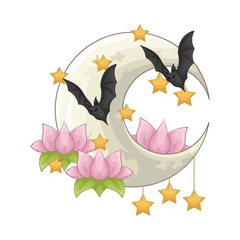 Moon With Bats Vector Art Icons And Graphics For Free Download