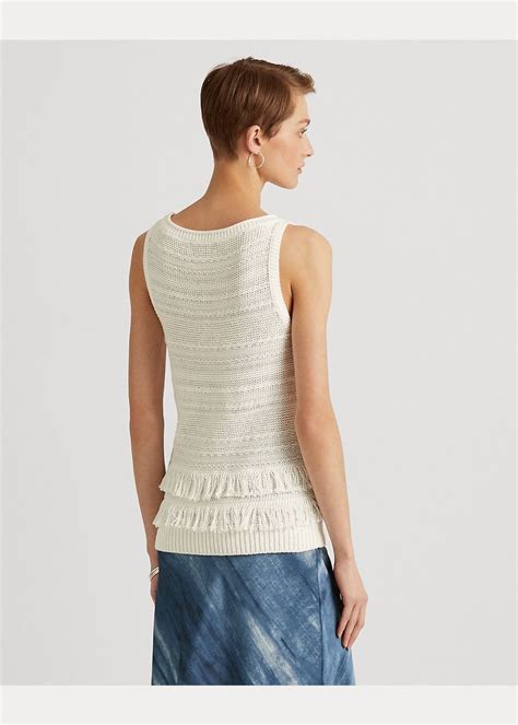Fringe Trim Sleeveless Sweater Sleeveless Sleeveless Sweater Women