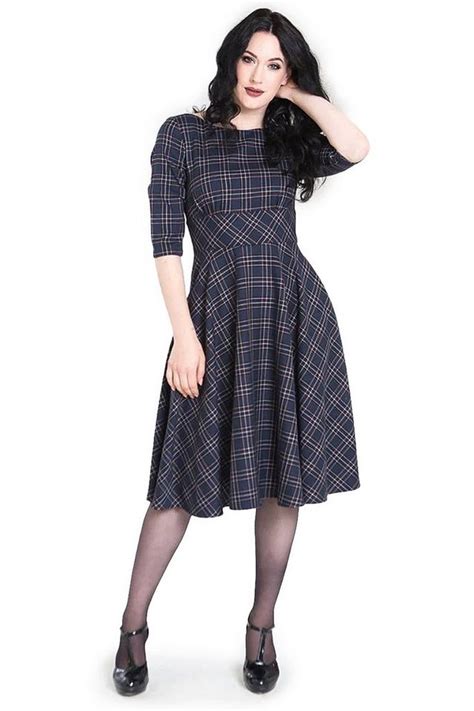 Hell Bunny A Linien Kleid Peebles 50s Dress Vintage Retro Tartan Muster