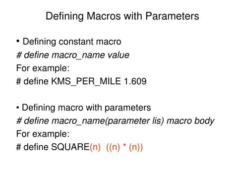 PPT Defining Macros With Parameters PowerPoint Presentation Free Download ID 2884418