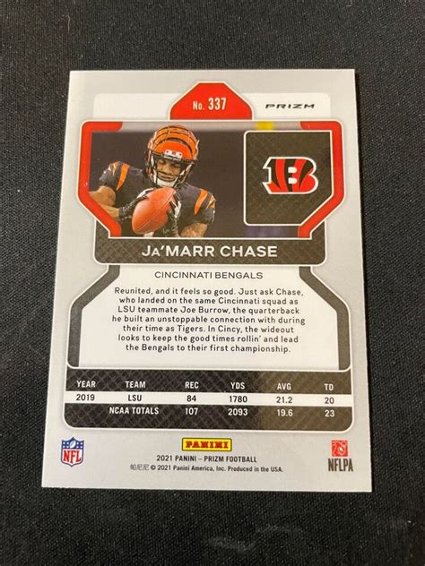 2021 Panini Prizm Jamarr Chase Red Cracked Ice Prizm 337 Rookie Rc