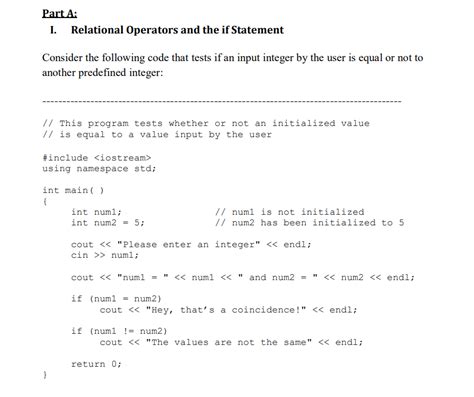 Solved Part A Relational Operators And The If Statement