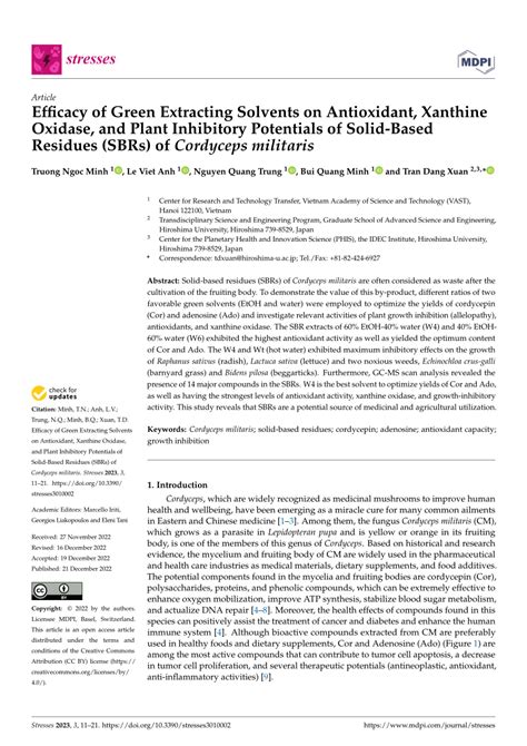Pdf Efficacy Of Green Extracting Solvents On Antioxidant Xanthine