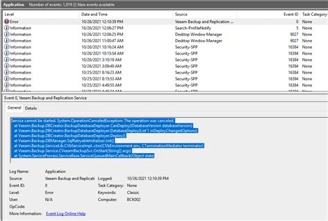 the veeam backup service service terminated with the following error