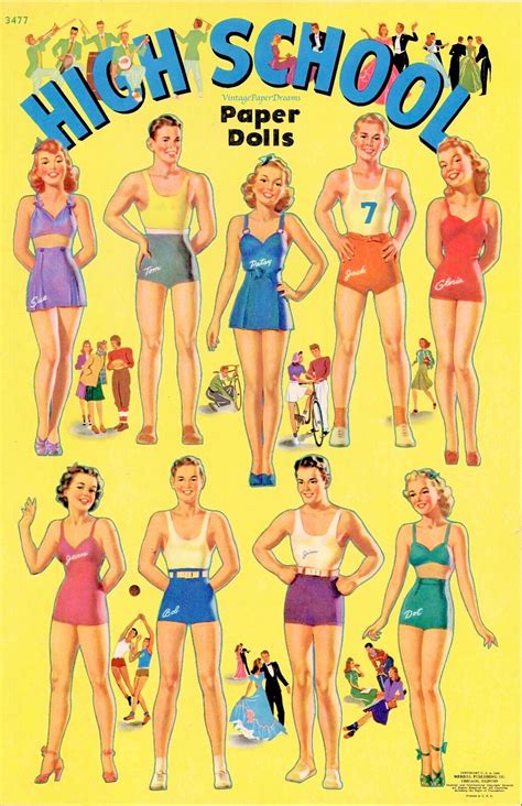 Vintage Paper Doll Printable Pdf High School Paper Dolls Etsy Artofit