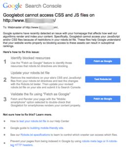 Warning Googlebot Cannot Access Your Javascript And CSS