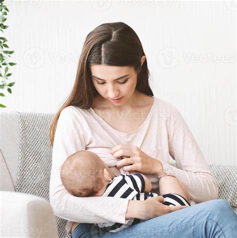 Importance Of Breastfeeding Concept Beautiful Mother Feeding Her