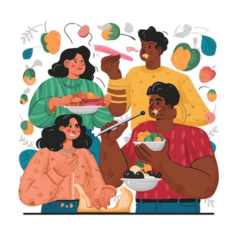 Black People Eating Illustration Vector Premium Ai Generated Image