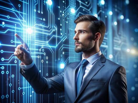 Businessman Touching Of Circuit Data And Algorithm Of Artificial