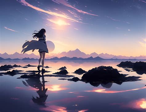1302x1000 Anime Girl Walking On Water Hd Ai Art 1302x1000 Resolution