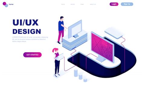 Ux Ui 디자인의 현대적인 평면 디자인 아이소 메트릭 개념 프리미엄 벡터