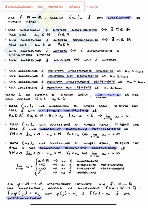 Appunti Analisi Matematica 1 Successioni Di Numeri Reali