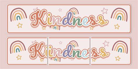 Muted Rainbow Themed Kindness Display Banner Twinkl