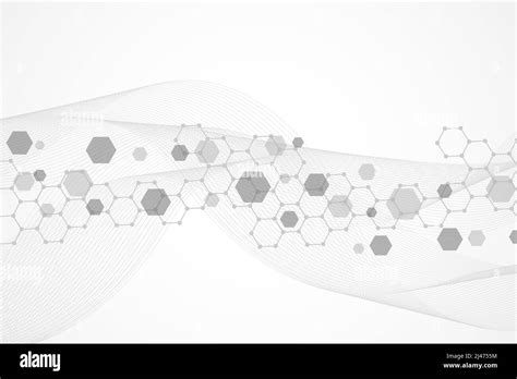 Science Network Pattern Connecting Lines And Dots Technology Hexagons Structure Or Molecular