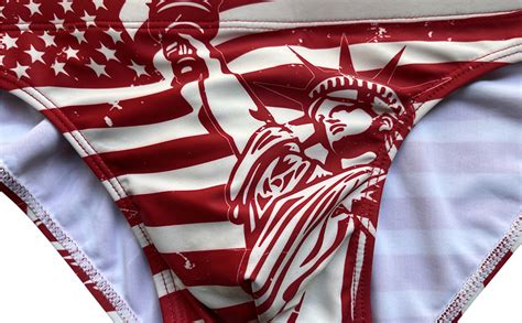 Easejuicy Mens Swim Briefs Print American Flag Swimwear