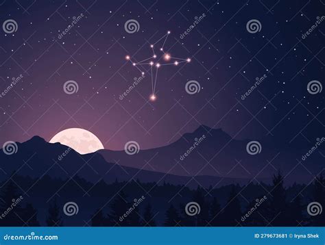 Constellation Columba In Dark Purple Starry Sky Stock Vector