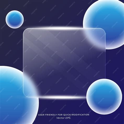 Premium Vector Glassmorphism Glass Rectangle Frame Frosted Glass Dark Blue Gradient Background