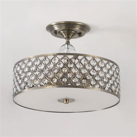 Harper Living Antique Brass Semi Flush Ceiling Light