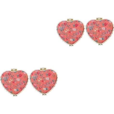 Lot De 4 Miroirs Portables Miroir De Maquillage Double Face Avec Cœur