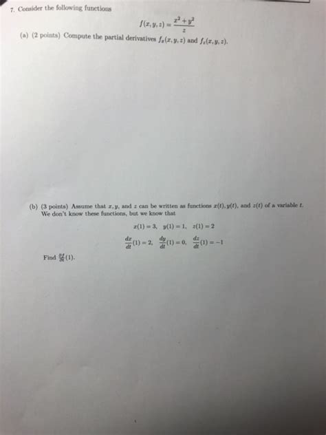 Solved Consider The Following Functions F X Y Z Chegg