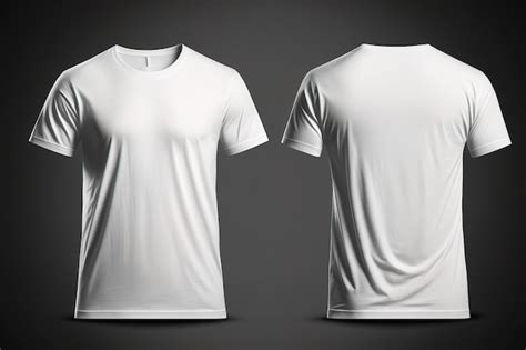 백인 남성 Tshirt 템플릿 보이지 않는 모델 바디 빈 크루넥 셔츠 전면 및 후면 보기 프리미엄 사진