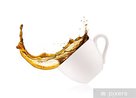 Papier Peint Éclaboussures De Café Sur Tasse Isolé Sur Fond Blanc