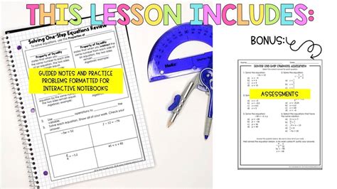 Solving One Step Equations Review Notes To The Square Inch