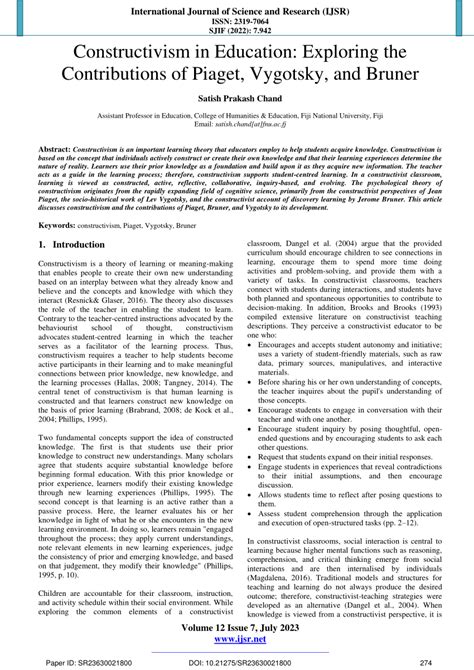 Pdf Constructivism In Education Exploring The Contributions Of