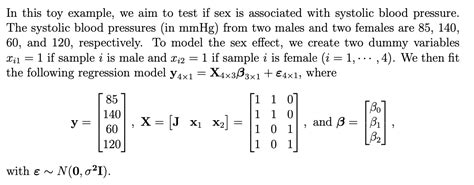 Solved In This Toy Example We Aim To Test If Sex Is Chegg Com