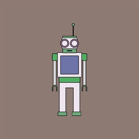 Flat Icon Design Collection Robot Toy With Antenna Vector Ai Eps