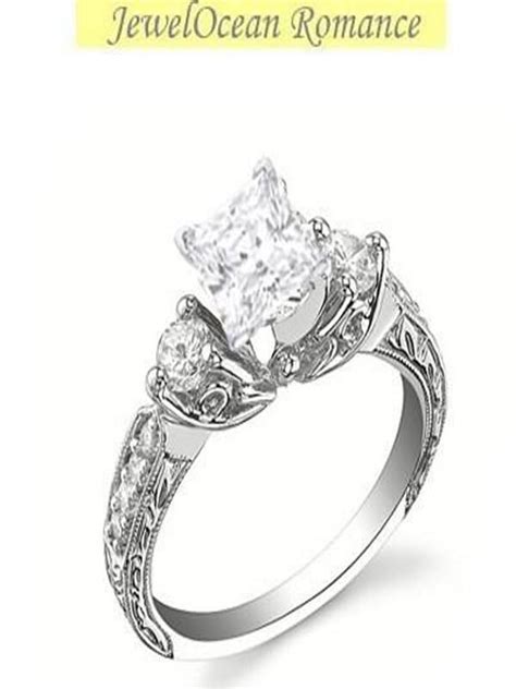 Intriguing Antique Diamond Engagement Ring Carat Princess Cut Diamond On K White Gold