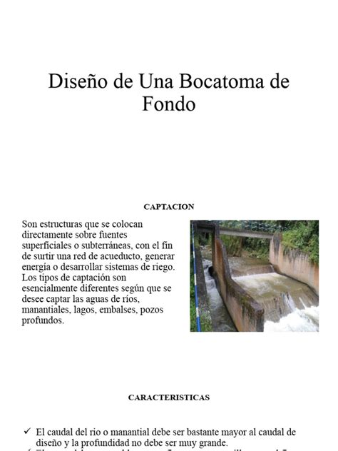 Clase 4 Calculo De Una Bocatoma De Fondo Pdf Represa Río