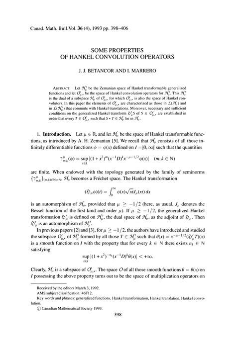 Pdf Some Properties Of Hankel Convolution Operators