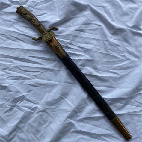 German Clamshell Hunting Cutlass Etched With Skinning Knife Fitzkee