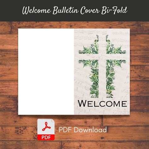 Welcome Bulletin Cover Cross Religious Program Bi Fold Pdf Etsy