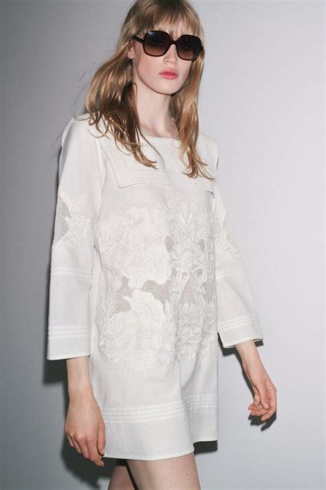 Zw Collection Embroidered Short Dress White Zara Saudi Arabia