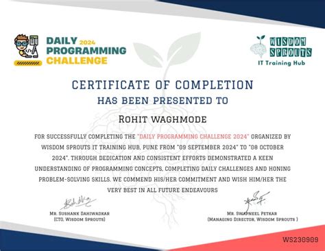 Rohit Waghmode On Linkedin Programming Achievement Wisdomsprouts