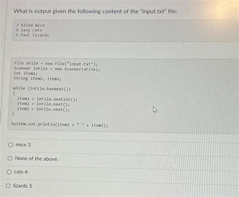 Solved What Is Output Given The Following Content Of The