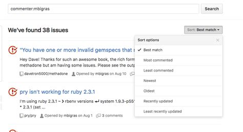 how do you sort github search results from search bar stack overflow