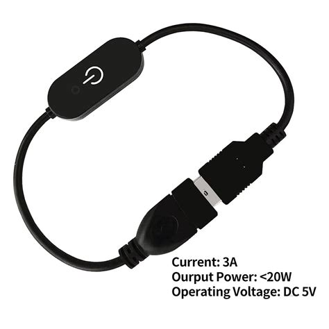 Junsunmay Usb Led Touch Inline Dimmer Switch Controller For Single Color Length 1m White